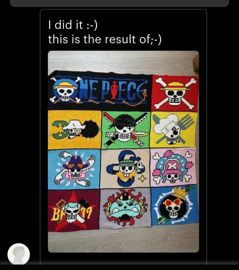 One Piece Crochet Blanket Pattern: Anime Tapestry Graphgan Pixel Chart ...