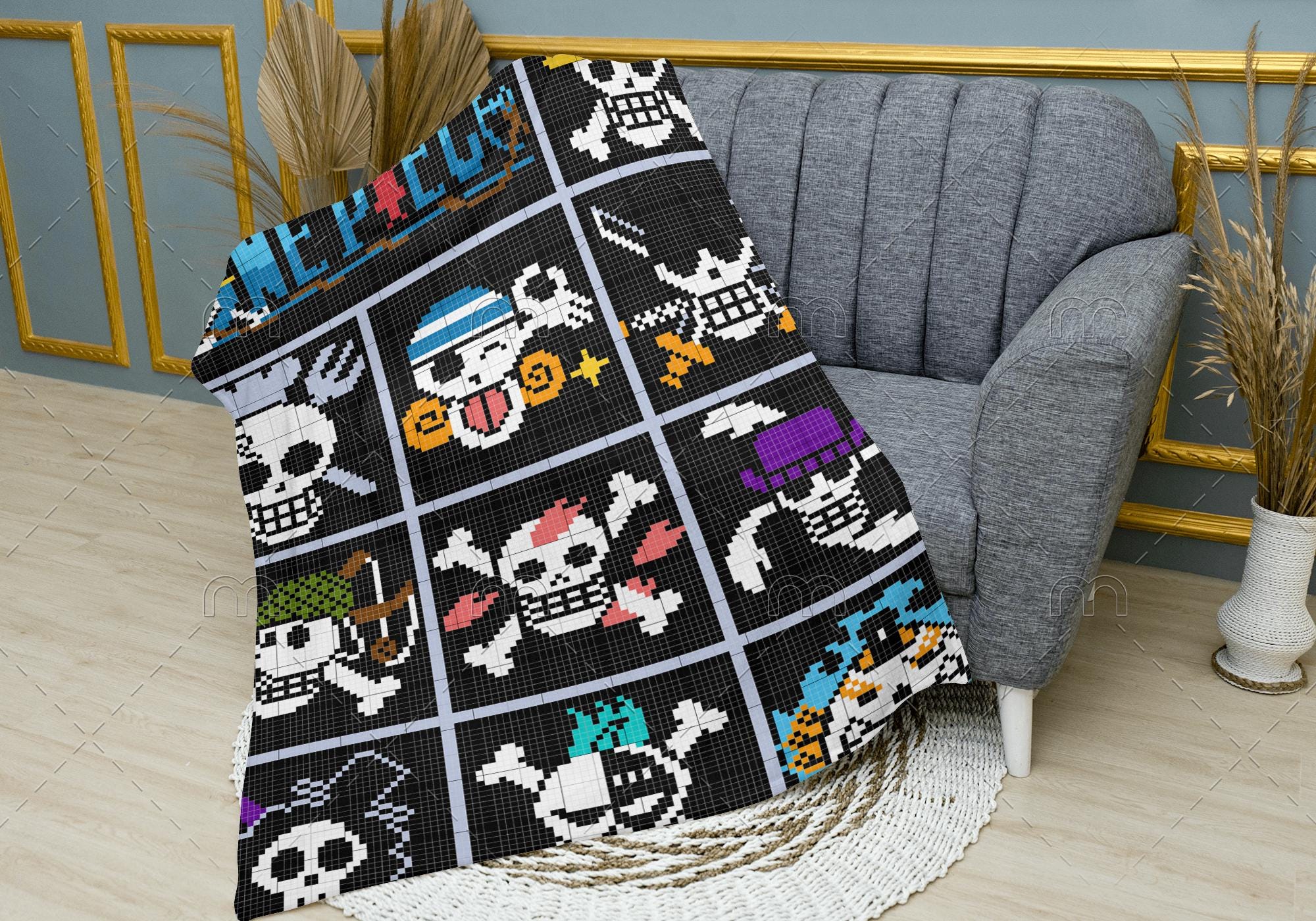 Anime Crochet Blanket Graphgan Tapestry Pixel Graph Chart Blocks ...