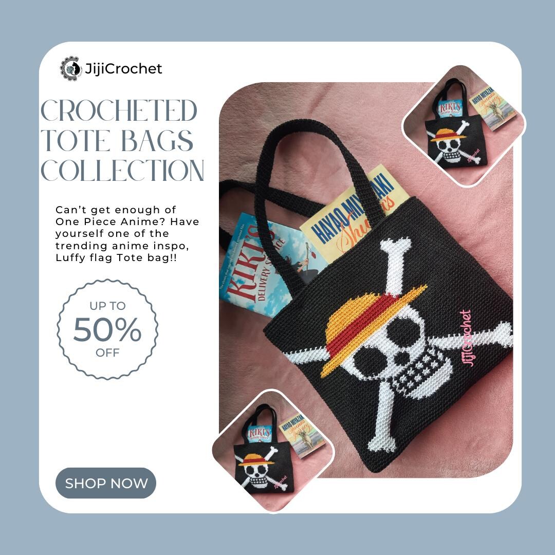 Customiz Pre-order One Piece Anime Totebag Crochet in Pirate Flag ...