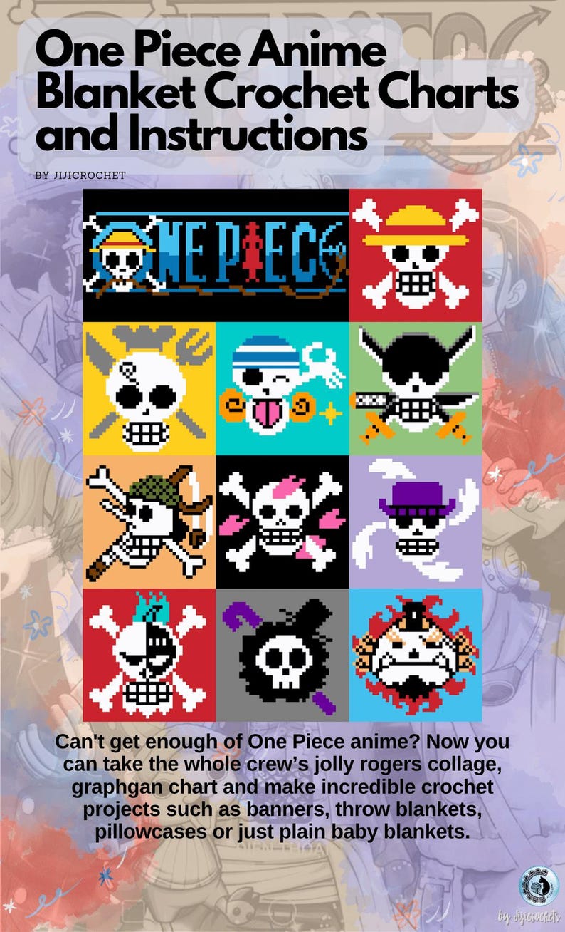 One Piece Crochet Blanket Pattern, Anime Graphgan Tapestry Pixel Graph ...