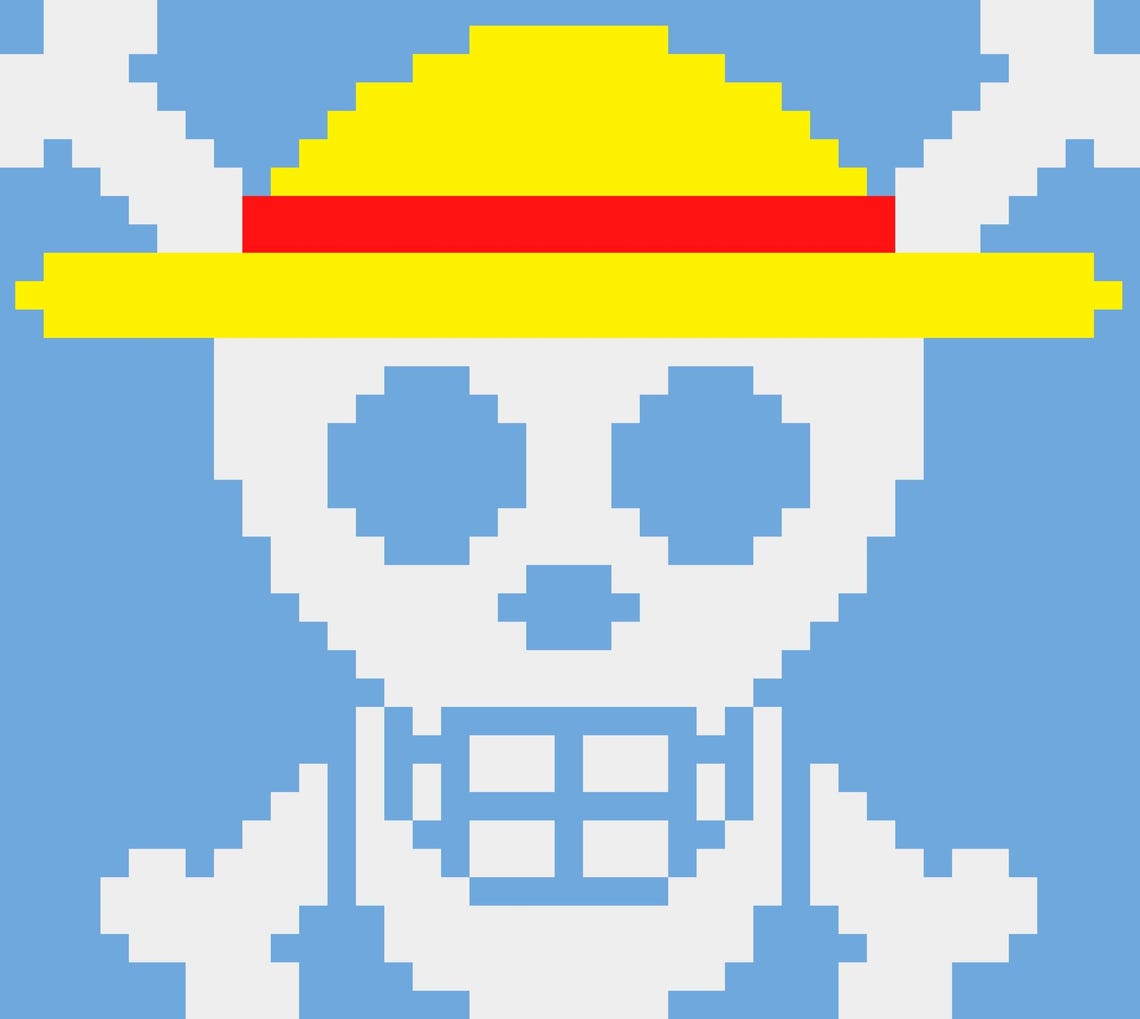 One Piece Anime Luffy Pirate Flag Graphgan C2C Pattern With Written and ...