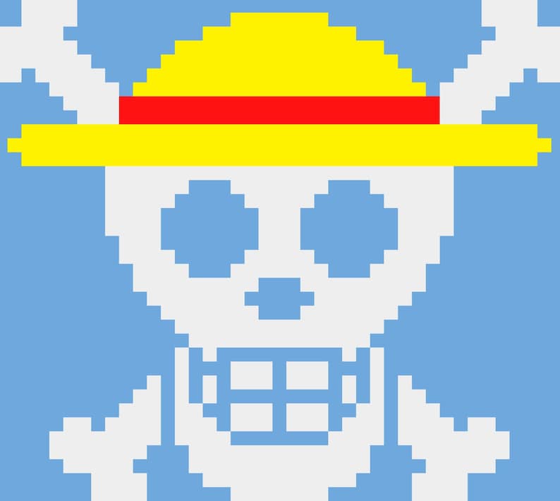 One Piece Anime Luffy Pirate Flag Graphgan C2C Pattern With Written and ...