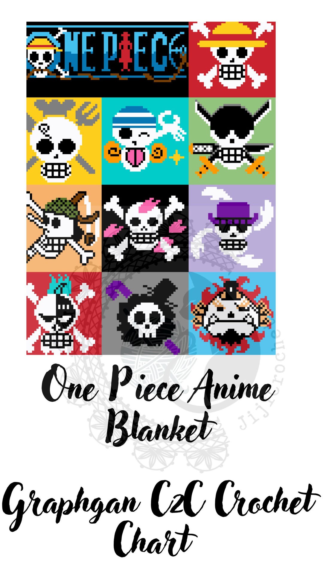One Piece Anime Strawhats Jolly Rogers Blanket Graphgan, C2C, SC ...