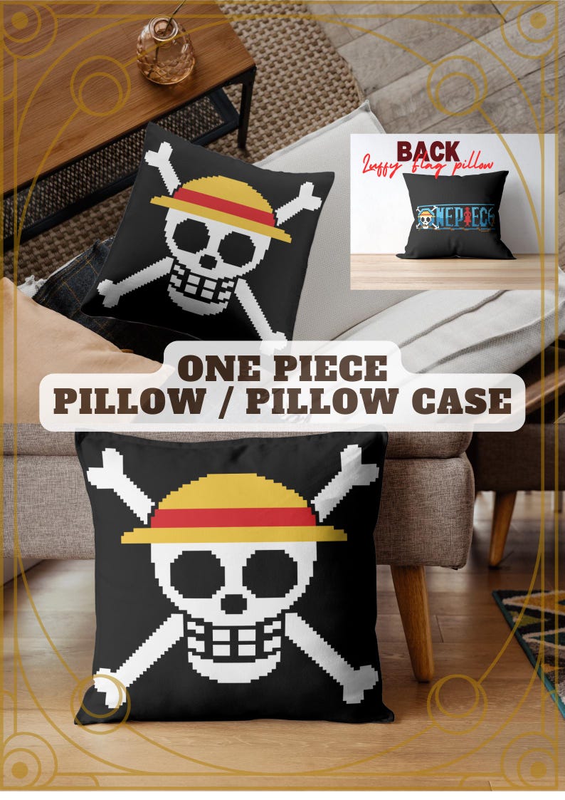 4 Sizes UPDATED! One Piece Crochet Pirate Flag Pixel Tapestry Anime ...