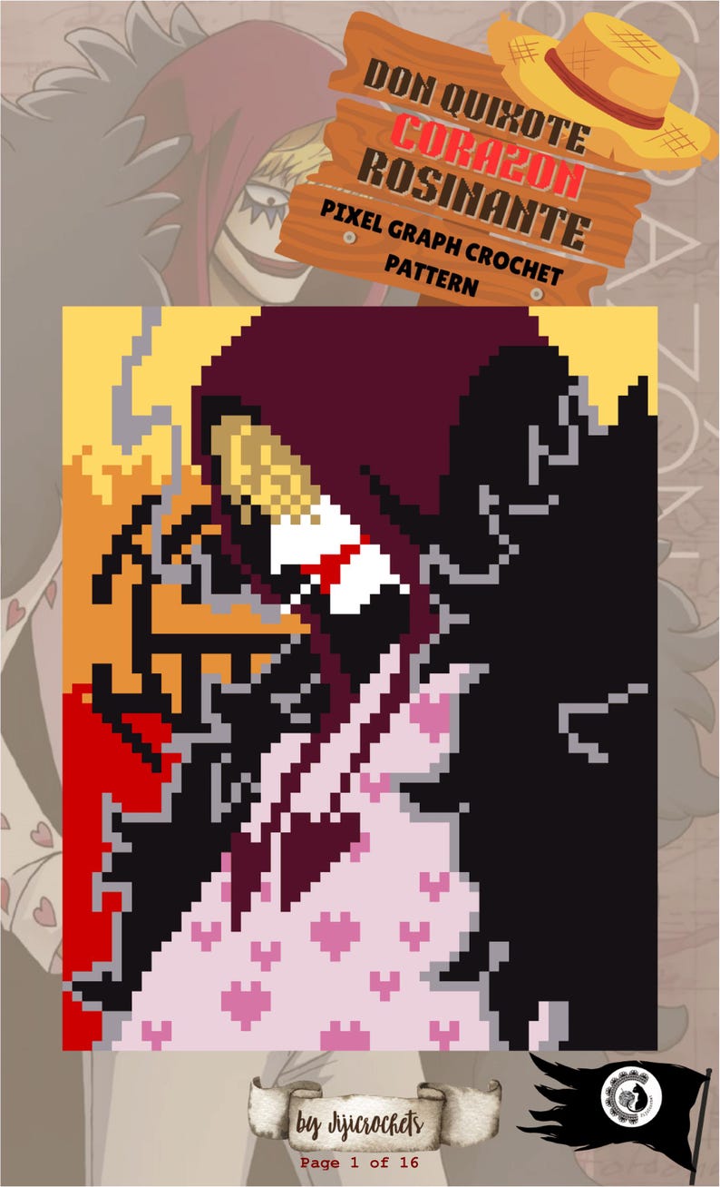 Anime Crochet Pattern: One Piece Graphgan Tapestry Pixel Graph Chart ...