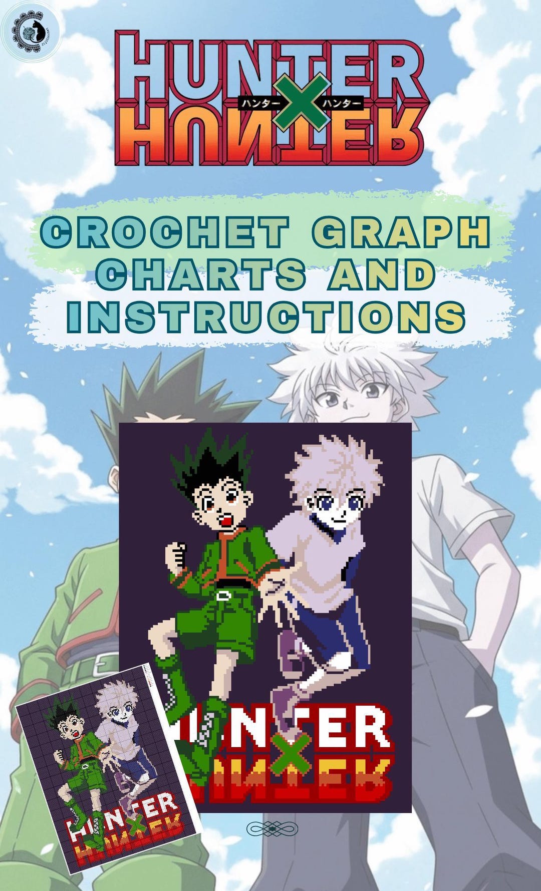 Hunterxhunter Anime Pixel Chart Graph Tapestry Crochet Blocks Written ...