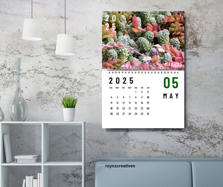 2025 Printable Minimal Personal Wall Calendar Cactus & Succulents ...