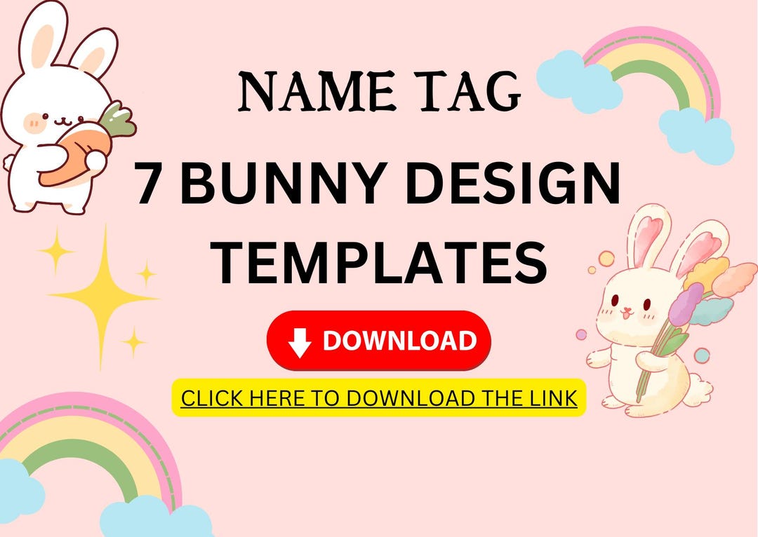 Editable Bunny Design Name Tag Templates - Etsy