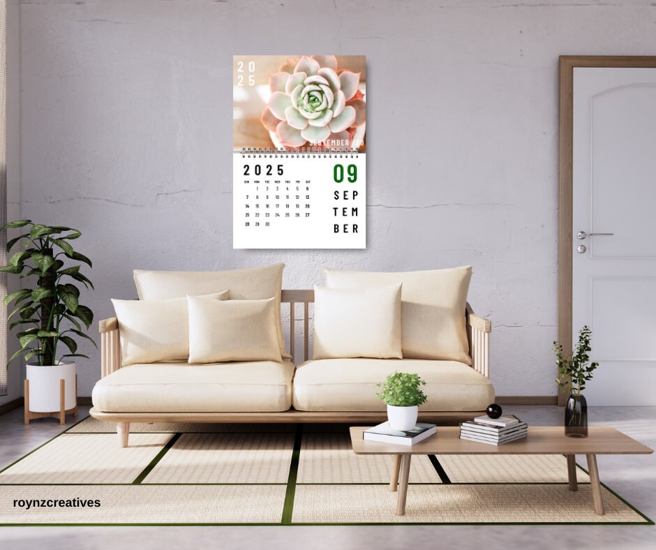2025 Printable Minimal Personal Wall Calendar Cactus & Succulents ...