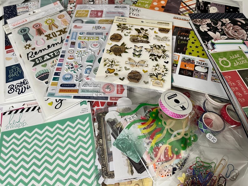 Large Scrapbook Supplies Box – Paper Kits, Stickers, Embellishments ...