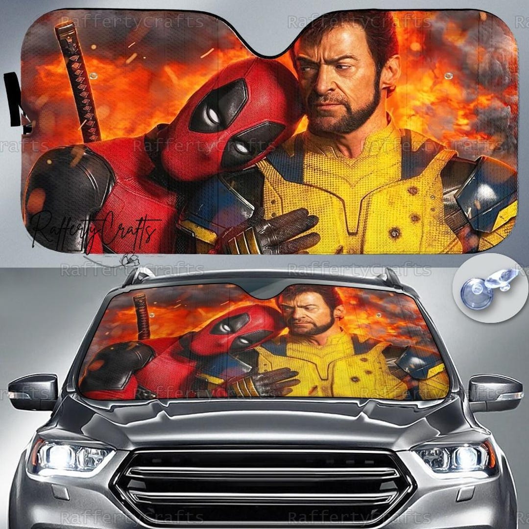 Halloween Deadpool & Wolverine Car Sunshade, Deadpool Car Windshield ...