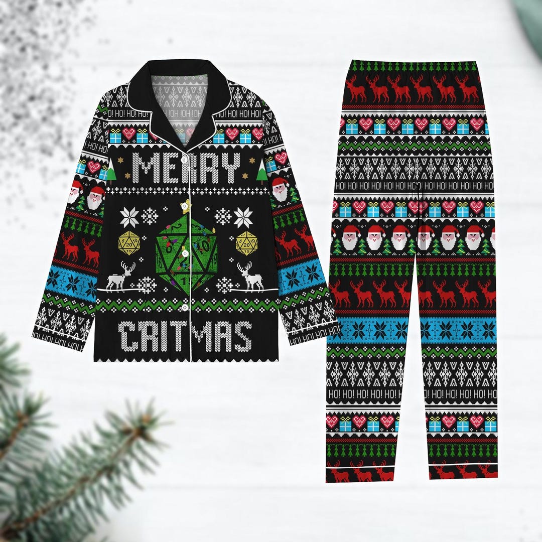 Christmas Dnd Pajamas Set, Dungeons and Dragons Pajamas, Dice Xmas ...