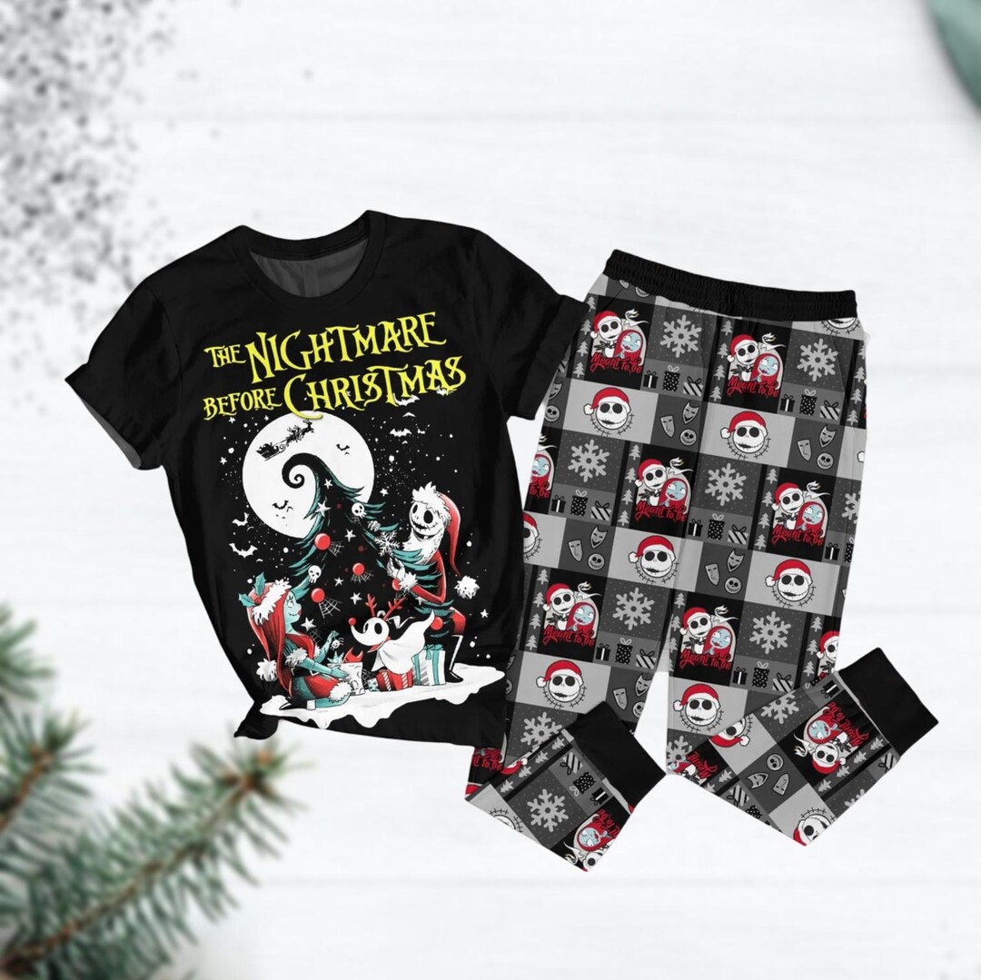 Jack and Sally Pajamas, Nightmare Before Christmas Pajamas Set, Couple ...
