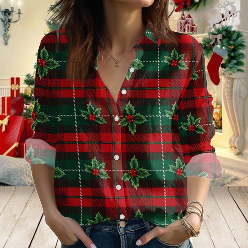 Christmas Plaid Blouses Women - Etsy
