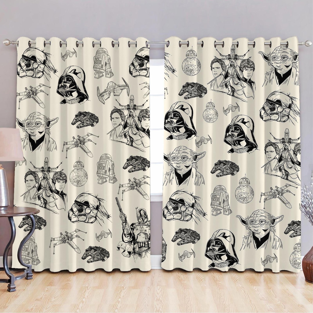 Star Wars Characters Window Curtain, Darth Vader Door Curtains, Baby ...