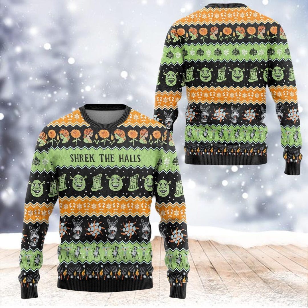 Shrek Face Ugly Sweater, Fiona and Shrek Couple Sweater, Shrek Meme ...