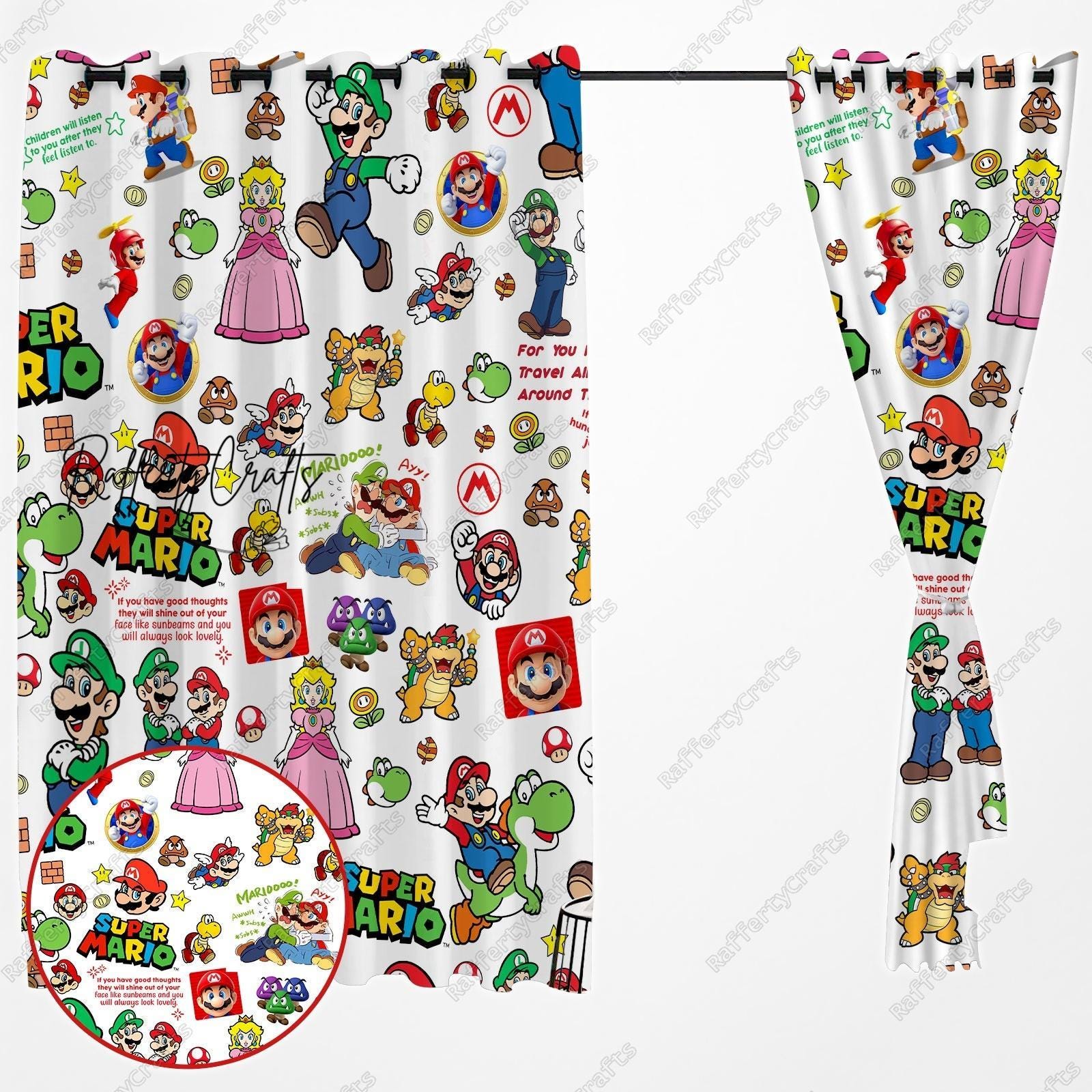 Super Mario Bros Curtain, Mario Door Curtains, Princess Peach Mario ...