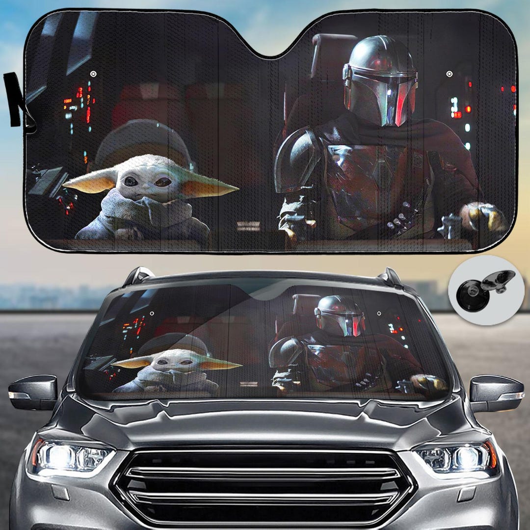 Mandalorian Car Sunshade, Baby Yoda Car Sunshade, Star Wars Car ...