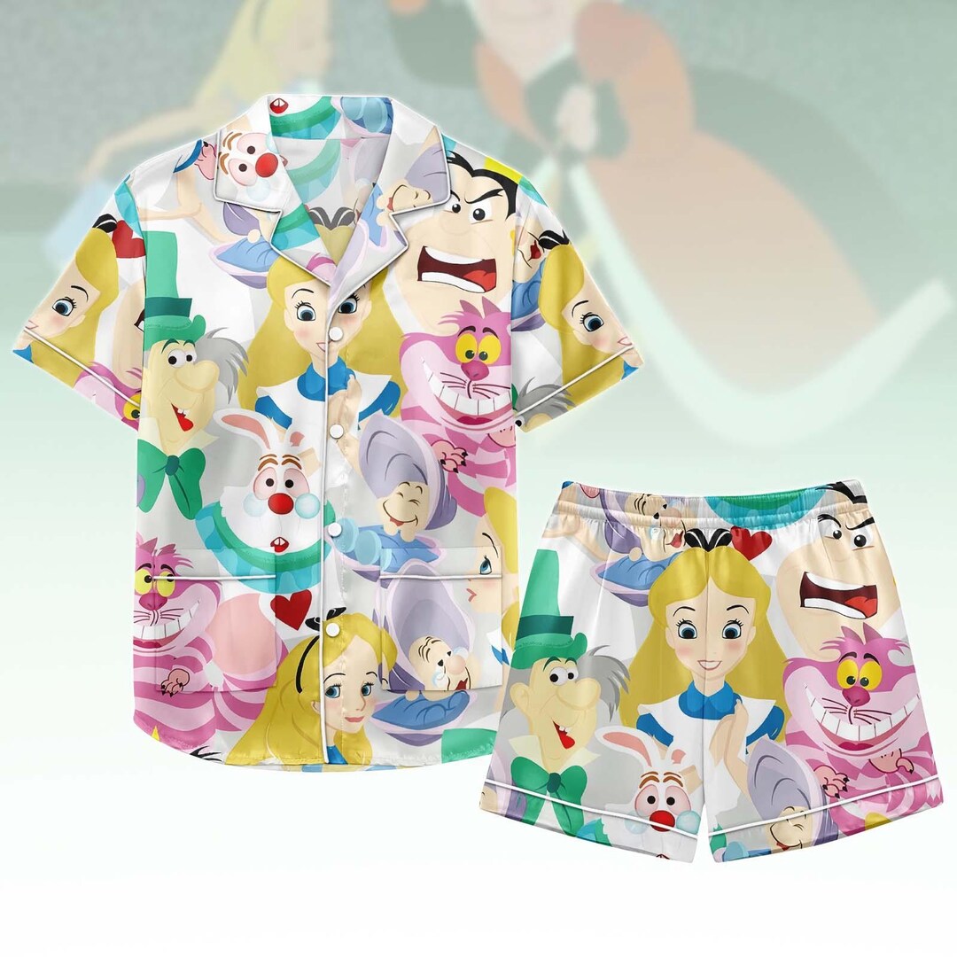 Alice in Wonderland Satin Pajamas, Disney Alice Summer Pajamas ...