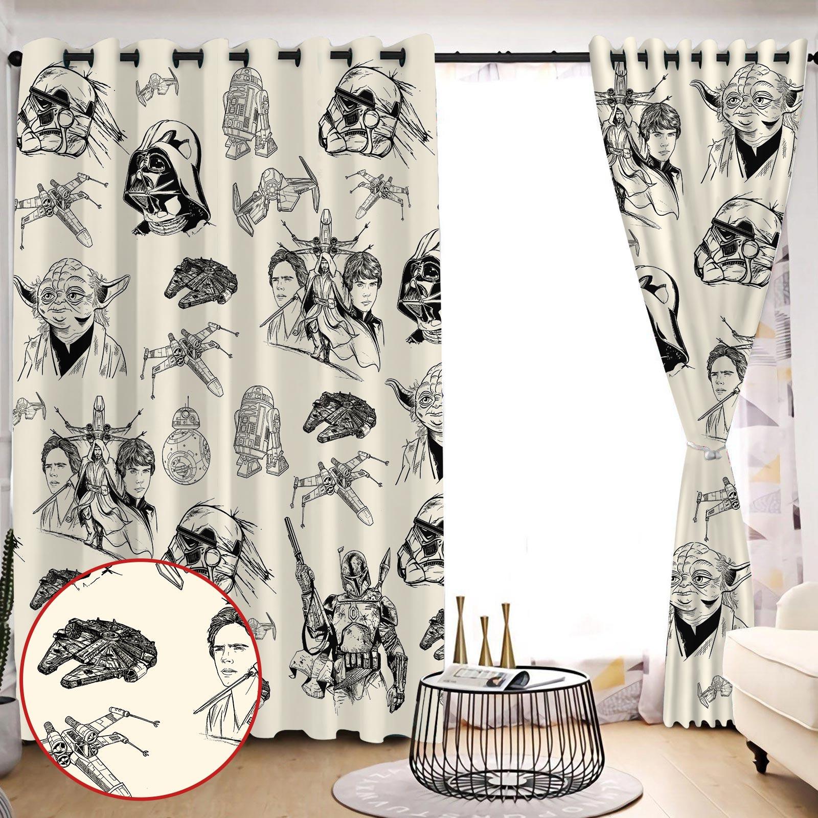 Star Wars Characters Window Curtain, Darth Vader Door Curtains, Baby ...