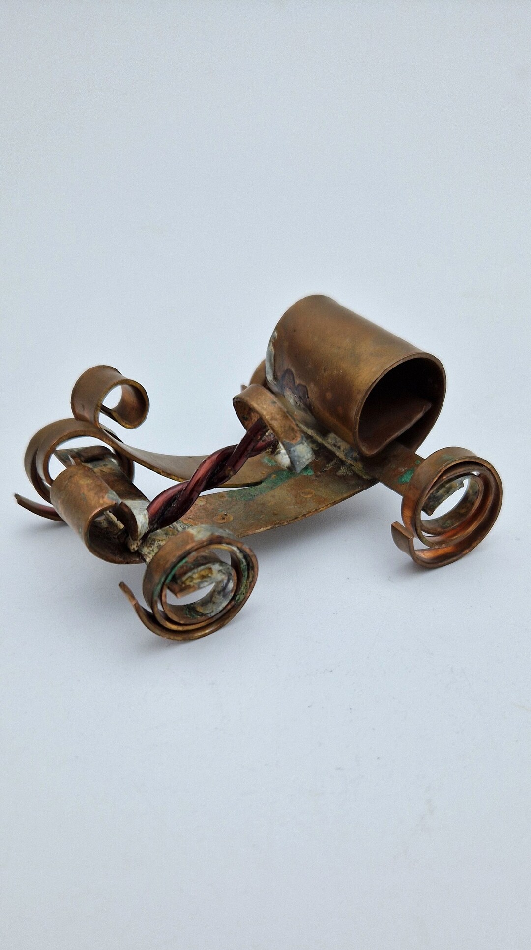 Copper Sculpture of an Old Car, Abstract, Handmade, Collectible and ...