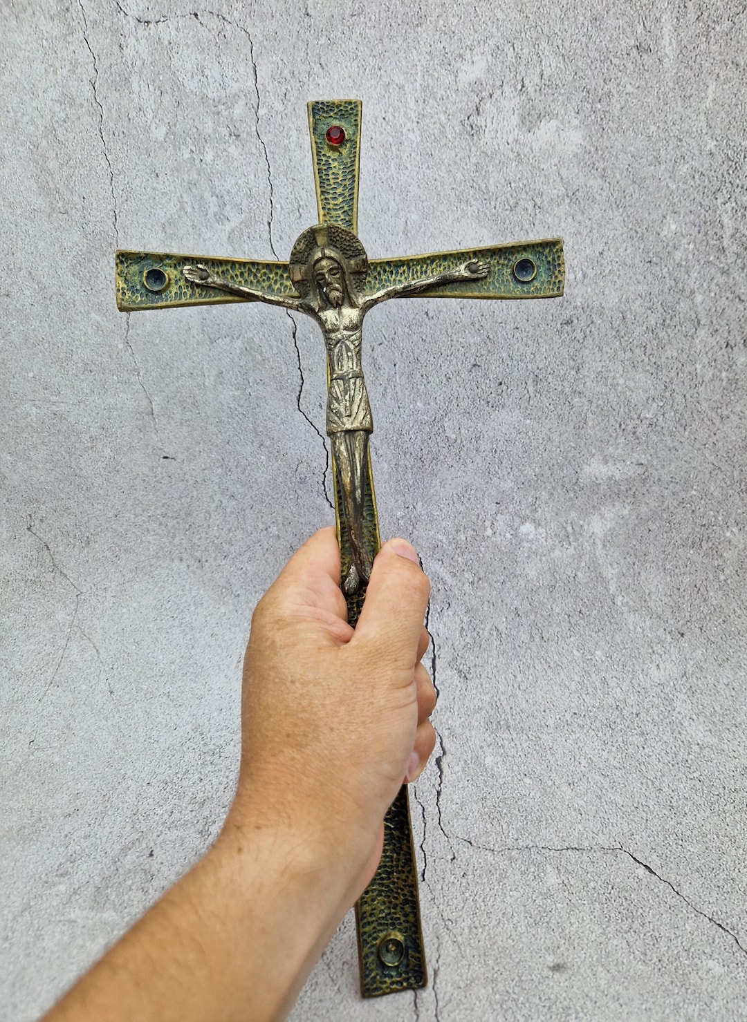 Old Catholic Wrought Iron Cross, Catholic Crucifixion, Brass and ...