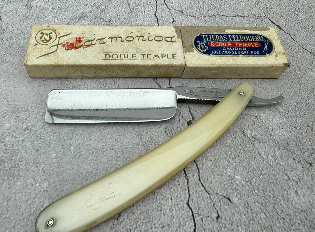 Straight Razor FILARMONICA Doble Temple 14 Jose Monserrate Pou, Vintage ...