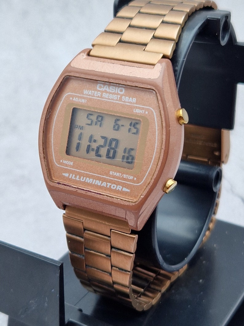 Casio Illuminator Rose Gold Tone Digital 35mm Men's Watch 3294-B640W - Etsy