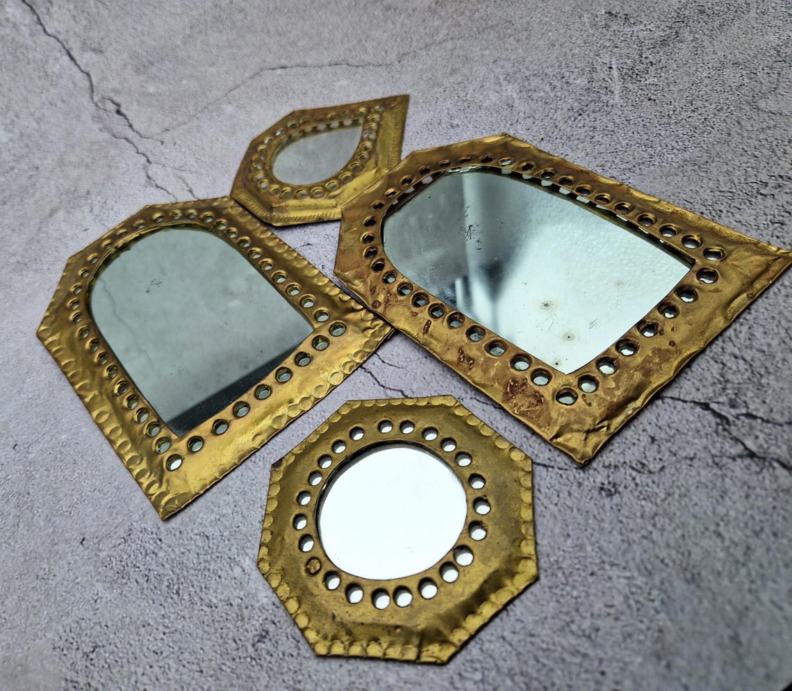 Moroccan Handmade Wall Mirror, Decorative Mirror, Vintage Mirror. Set ...
