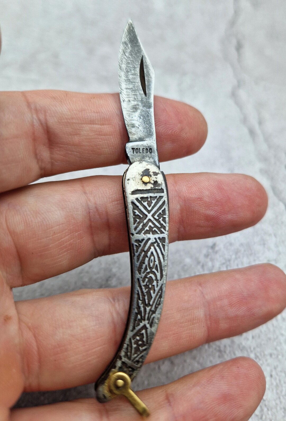 Antique Mini Pocket Knife TOLEDO Spain, Keychain, Navajа, Handmade. the ...
