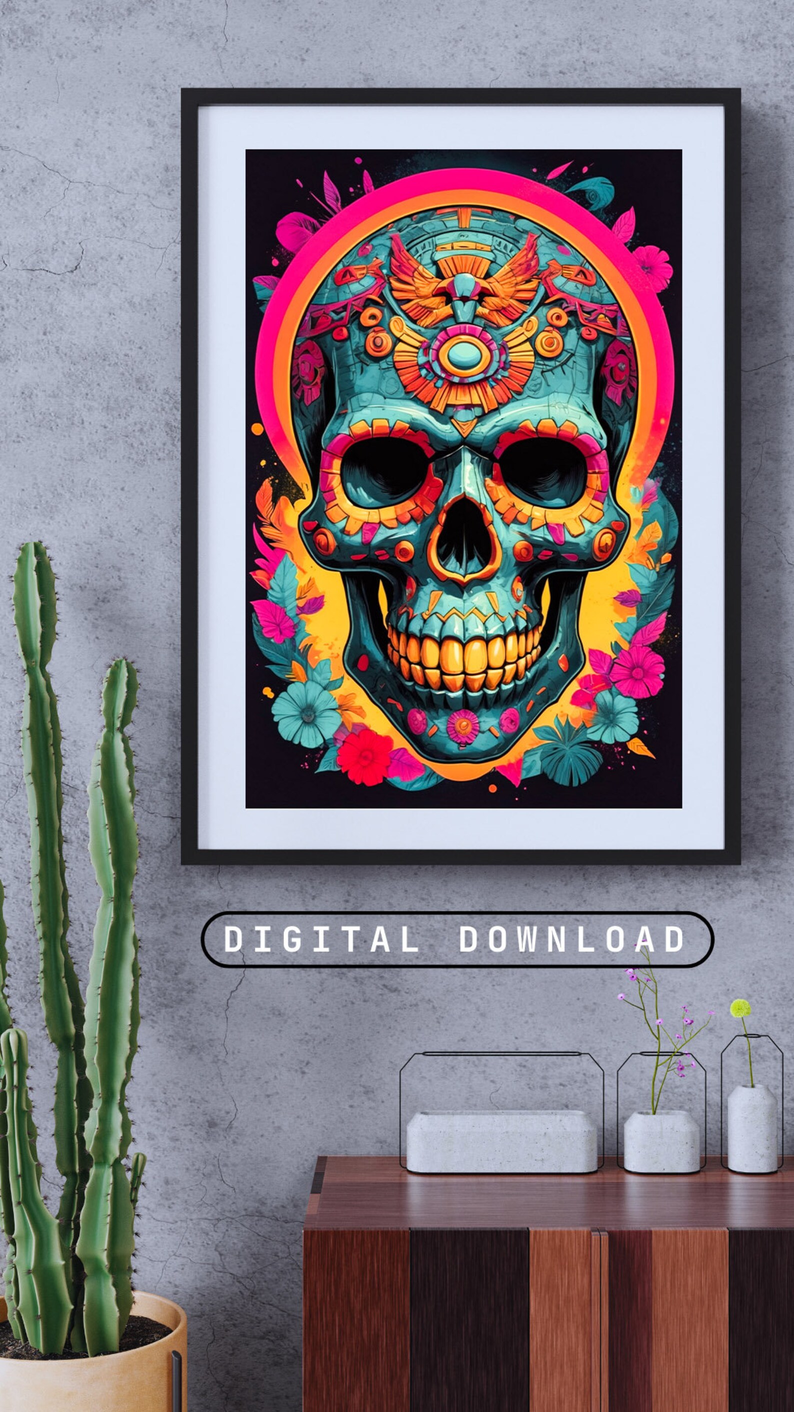 Inca Skull digital Illustration Modern Aztec Art A3 Format - Etsy