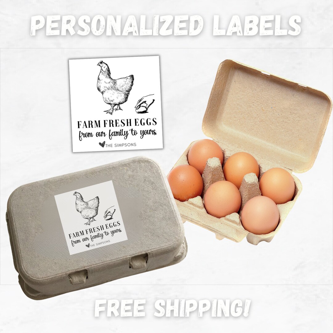 Egg Carton Labels Personalized Farm Fresh Eggs Label Vintage Chicken ...