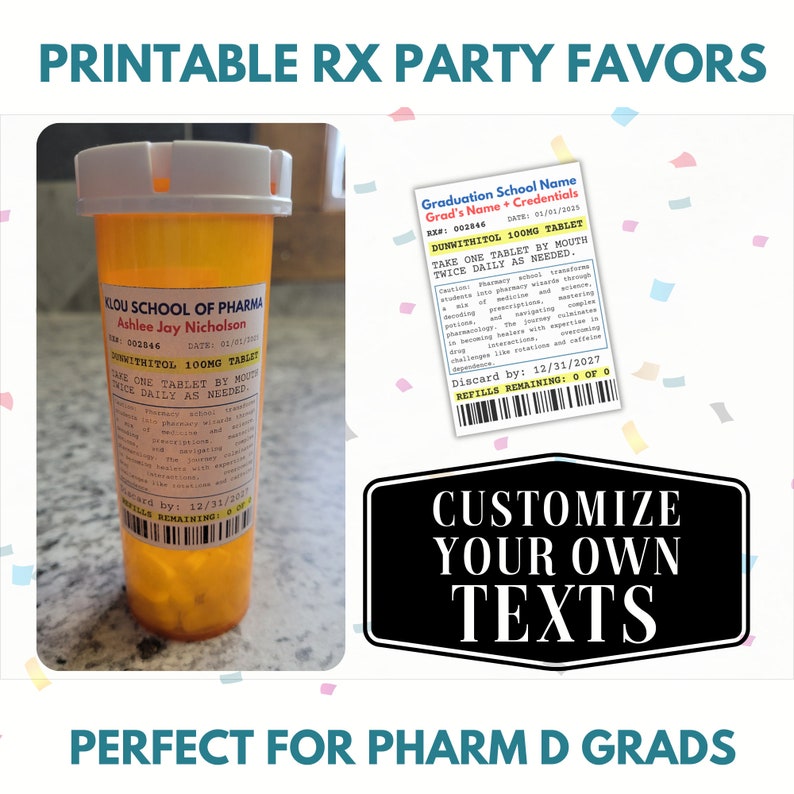 Pharmd Graduation Party Favor Idea Custom Printable Pharmacist Label ...