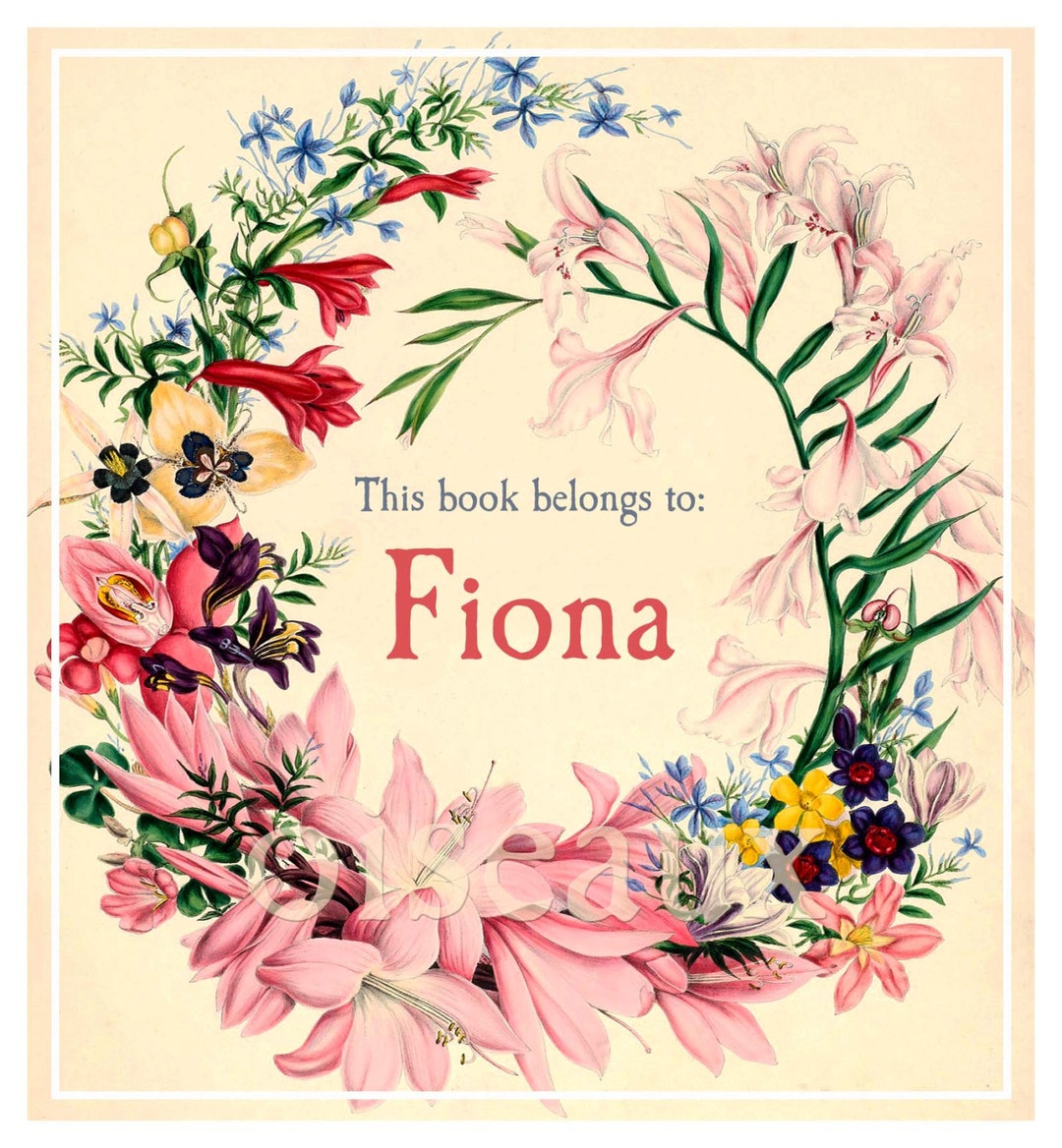 Flower Crown Bookplates - Personalized Book Labels - Vintage Floral Ex ...