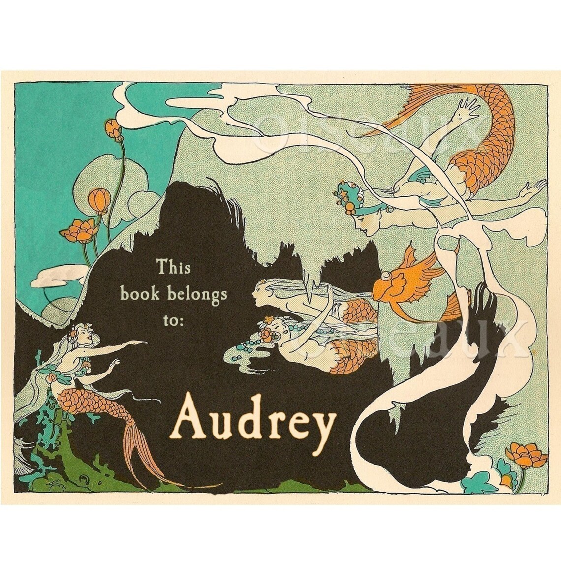 Vintage Mermaids Bookplates Personalized Book Labels Ex | Etsy