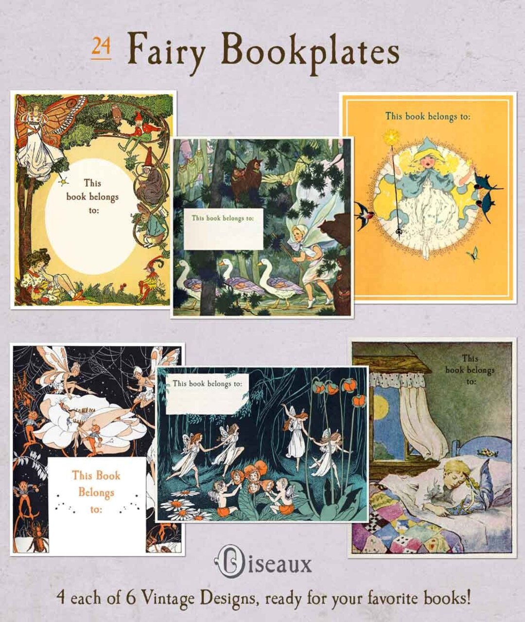 Assorted BLANK Fairies Bookplates Write in Your Name Mixed Set of 24 ...