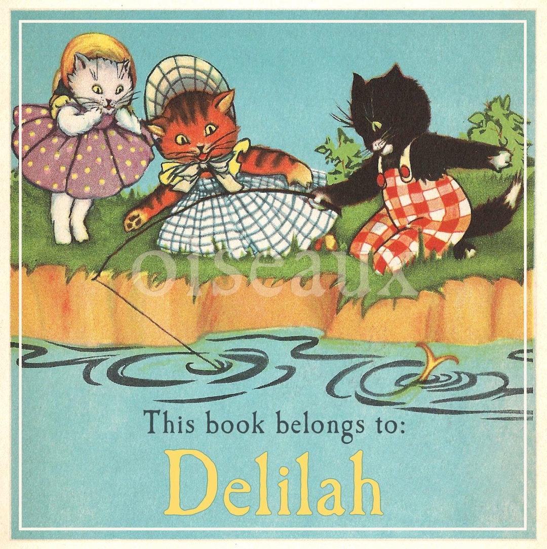 Vintage Kittens Bookplates Personalized Book Labels Custom Book Plates ...