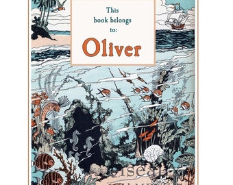 Sea Life Bookplates Vintage Book Labels Personalized Ex Libris, Ocean ...