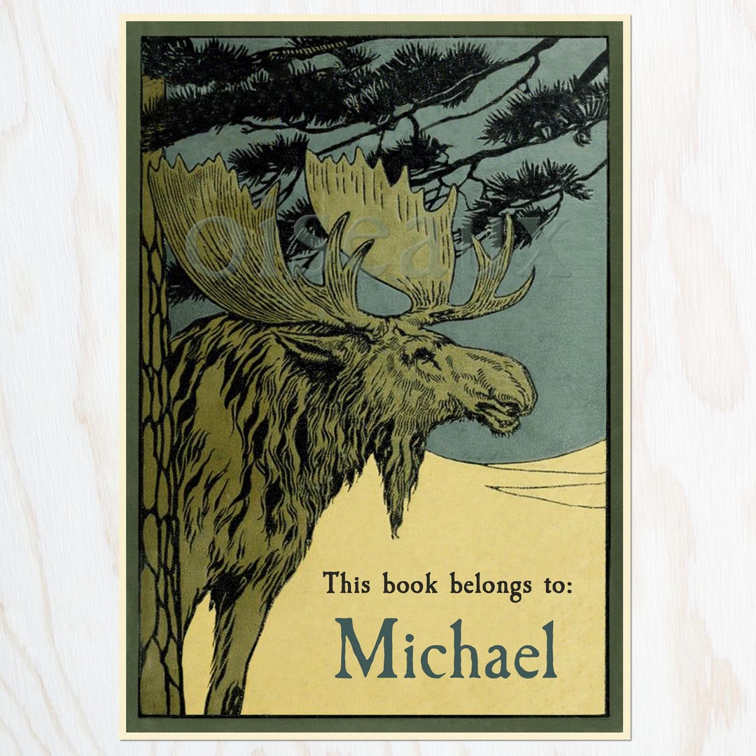 Personalized Moose Bookplates: Vintage Library Labels, Set of 24 - Etsy