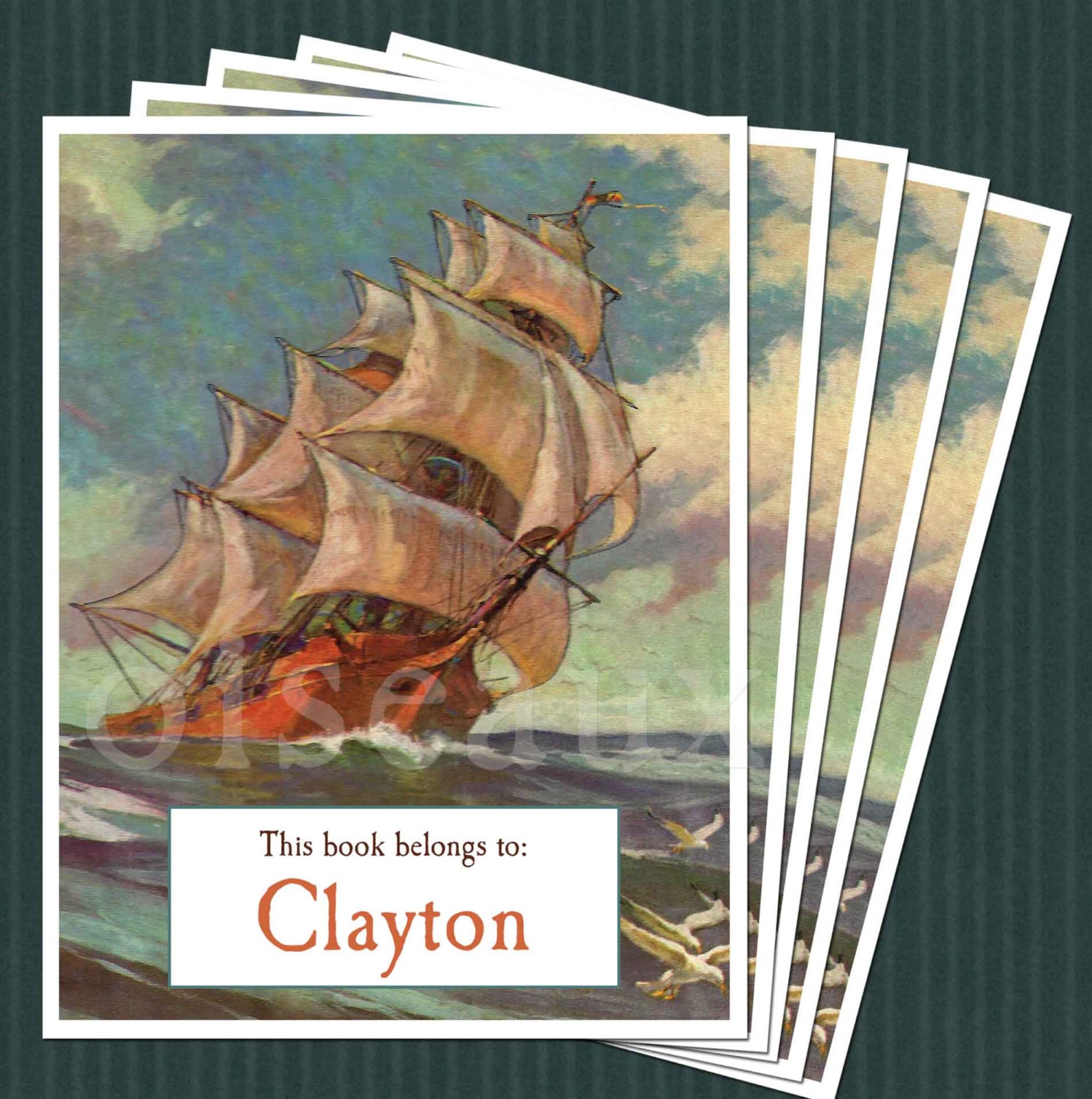 Ship at Sea Bookplates Personalized Vintage Book Labels | Etsy