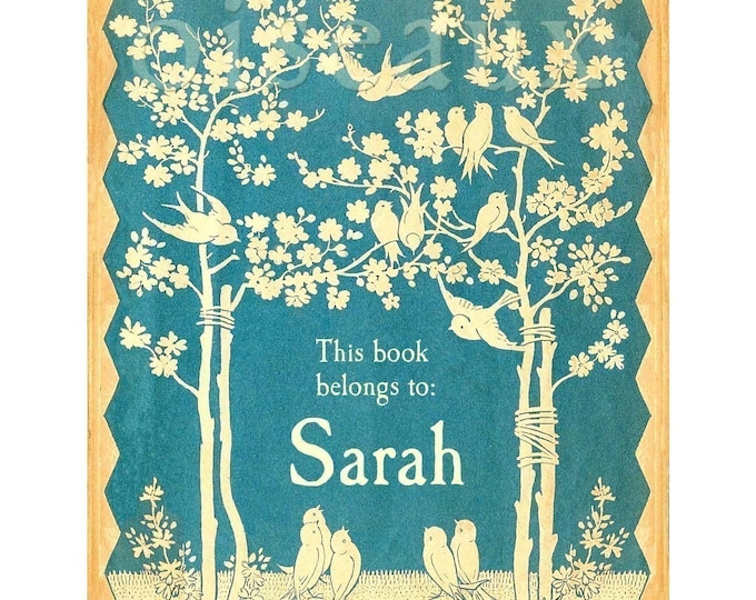 Vintage Bookplates From the Library of Home Library Scene Flowers ...