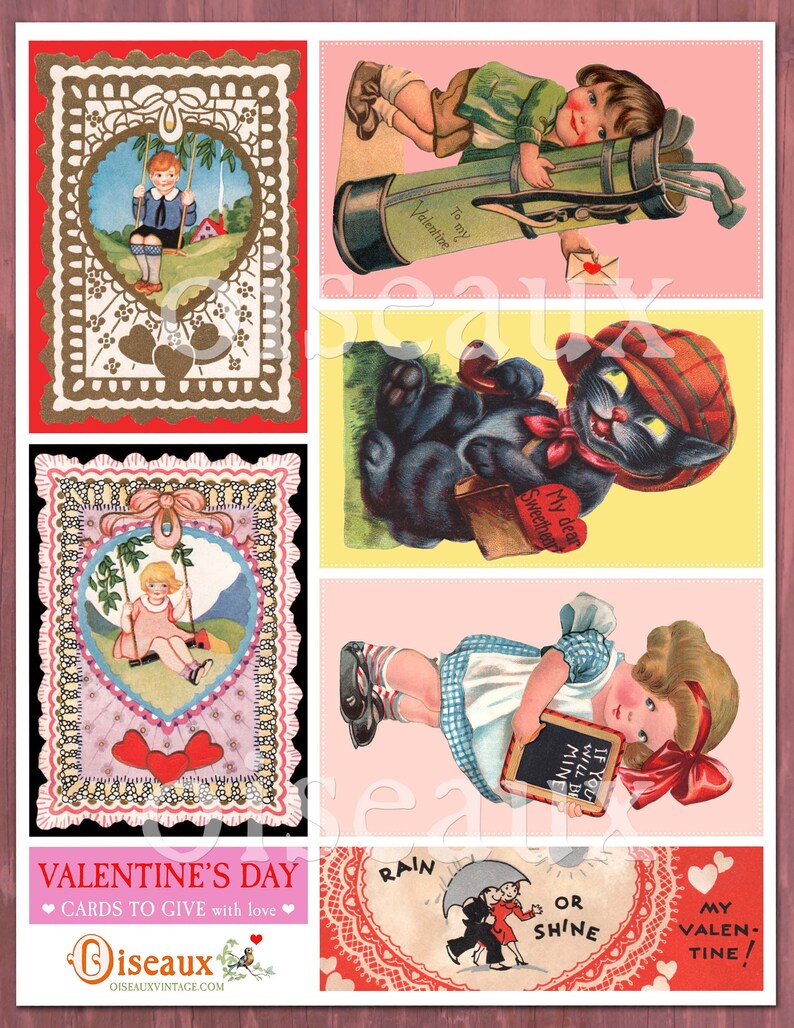 Printable VALENTINE'S DAY Cards Print Your Own Vintage - Etsy
