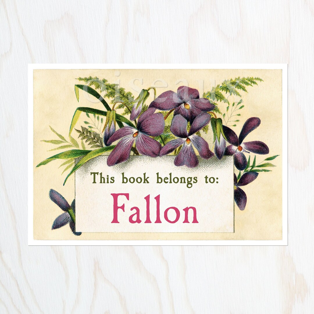 Vintage Violets Bookplates - Personalized Book Labels - Gardener's Ex ...