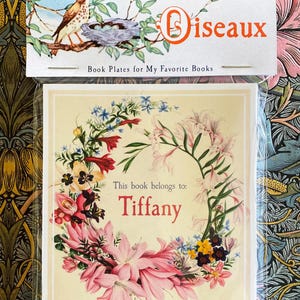 Flower Crown Bookplates - Personalized Book Labels - Vintage Floral Ex ...
