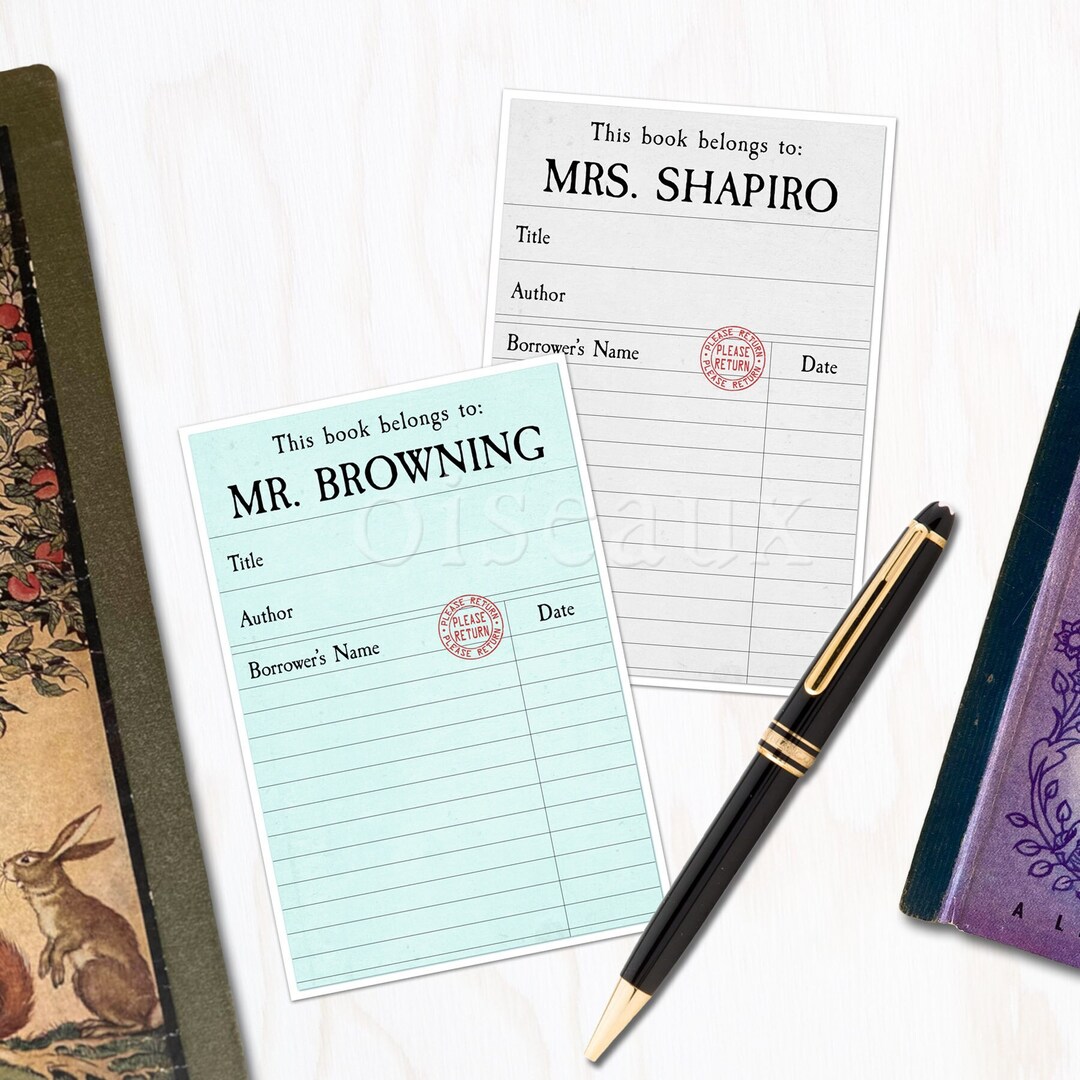 Library Card Bookplates - Personalized Book Labels - Teacher/librarian ...