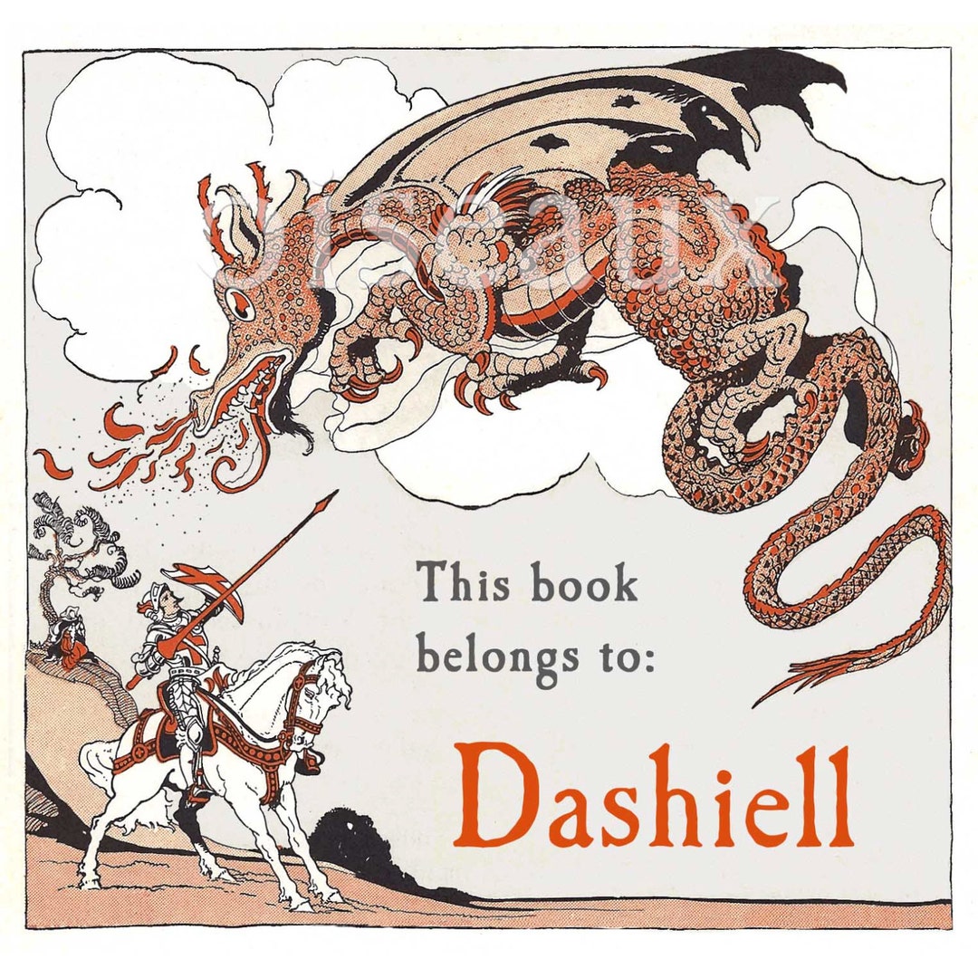 Dragon Bookplates - Personalized Ex Libris - Set of 24 - Courageous ...
