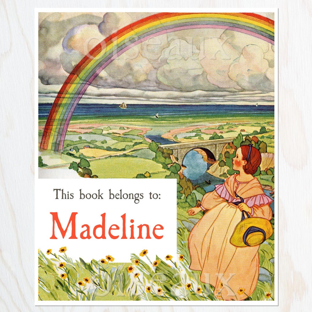 Vintage Rainbow Bookplates - Personalized Book Labels for Her ...