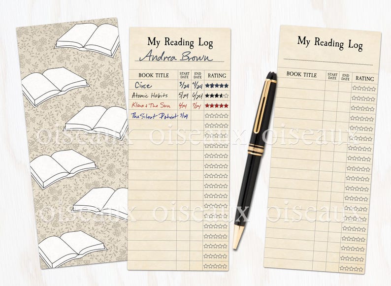 Reading Log Bookmarks - Printable Book Lover Gift - Vintage Book Club ...