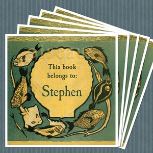 Sea Life Bookplates - Vintage Book Labels - Personalized Ex Libris ...