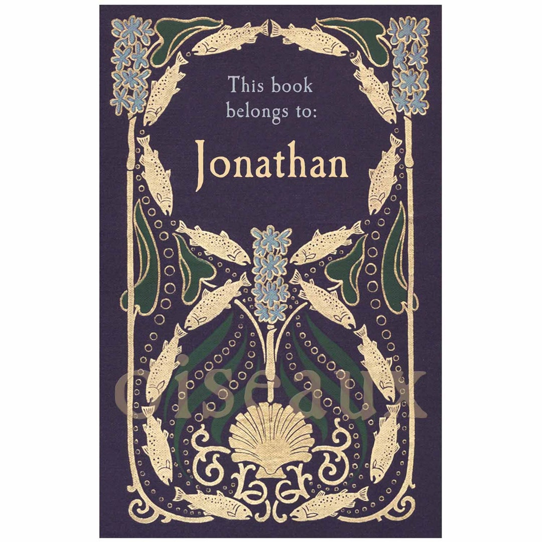 The Fisherman Bookplates - Personalized Vintage Book Labels - Father's ...